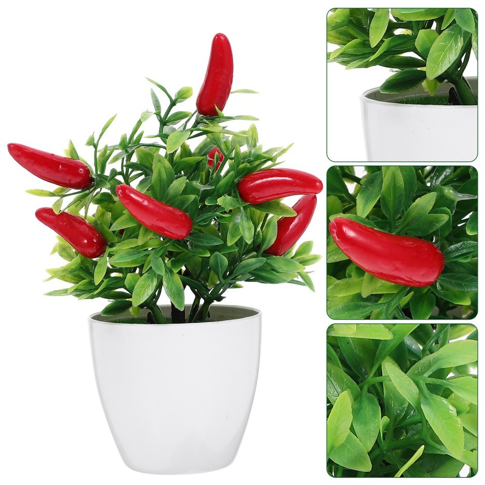 2 Pcs Pepper Tree Decor Artificial Plants Indoor Bonsai Style Small ...