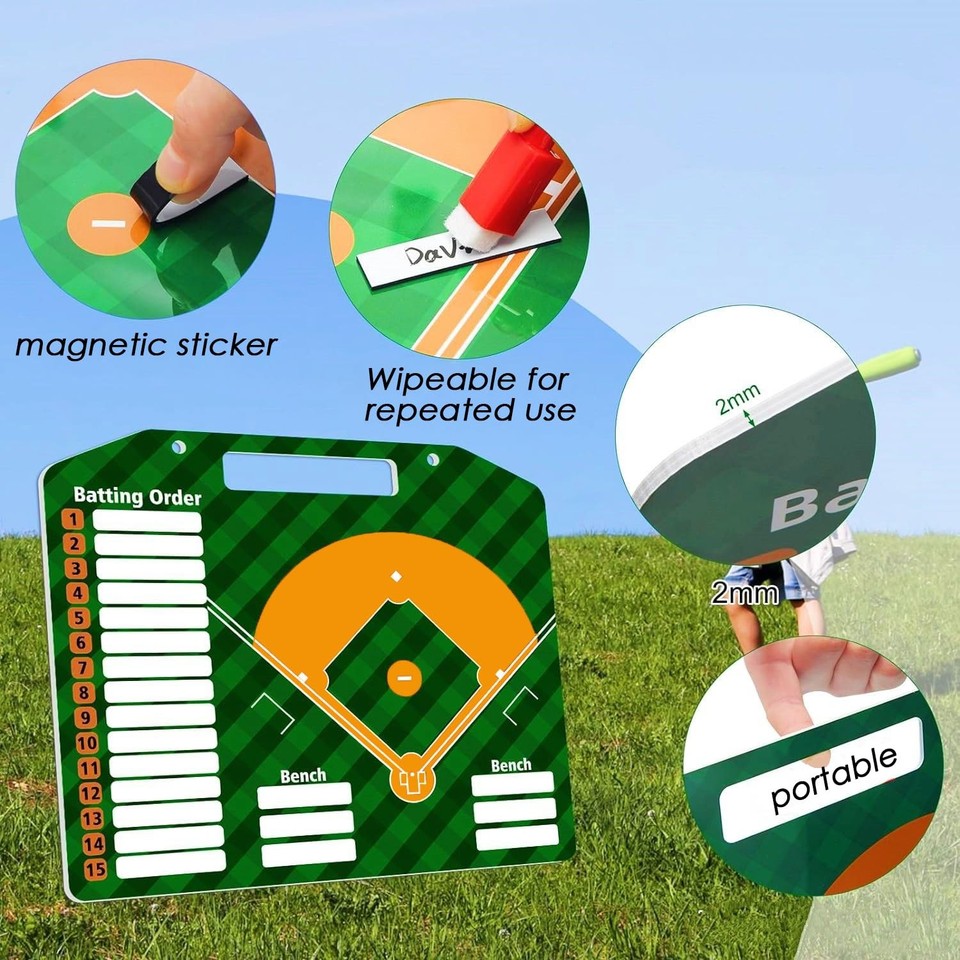 Magnetic Baseball Lineup Board | Baseball Dry Erase Coaching Broad ...