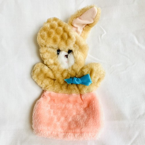 Vintage Easter Bunny Rabbit Plush Hand Puppet Tan & Pink ANIMAL FAIR ...