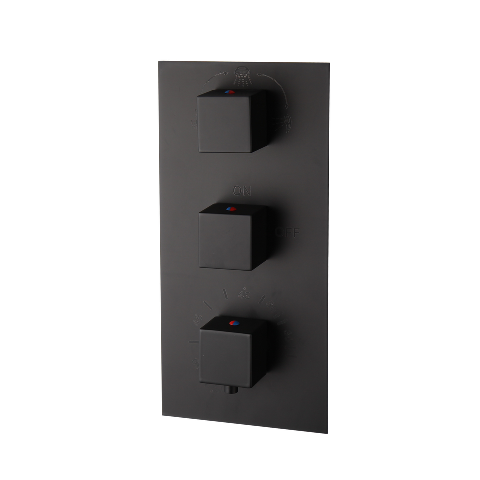 3-Ways Black Shower Control Valve Bathroom Embedded Wall Mount Brass ...