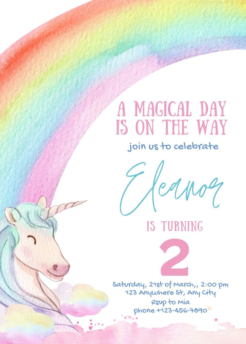 Magical Rainbow Unicorn Invitation