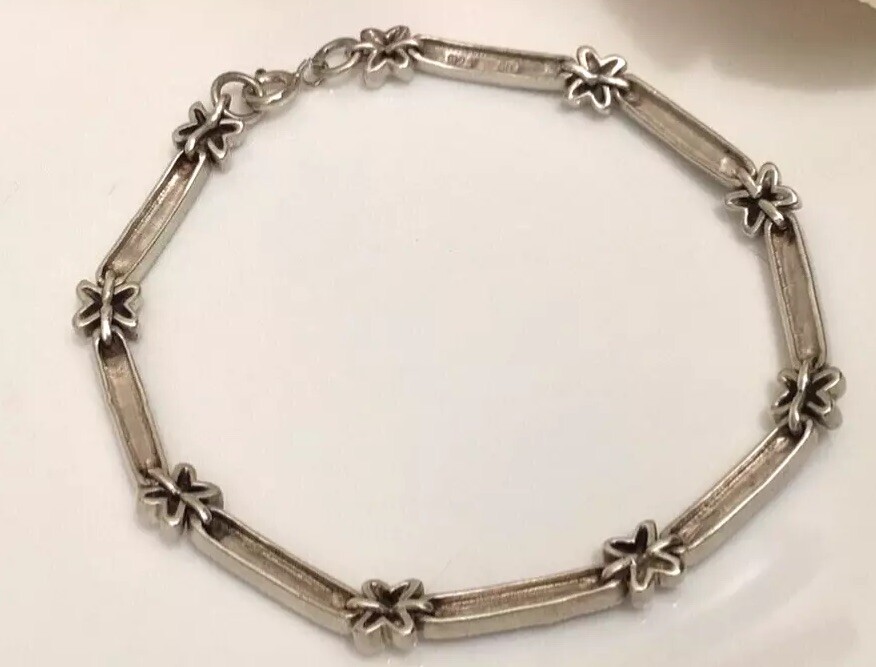 VTG DBJ 925 Sterling Silver X & O Marcasite Panel Tennis Bracelet 7.5” EUC 12g | eBay