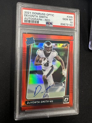 2021 Donruss OPtic Devonta Smith Auto Red PSA 10 44/75 | eBay