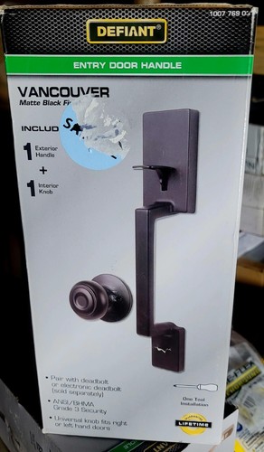 DEFIANT Entry Door Handle Vancouver Matte Black Finish Brand New | eBay