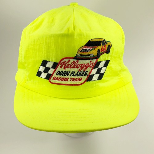 Vintage Kellogg's Corn Flakes Racing Team Hat Neon Yellow Snapback Soft ...