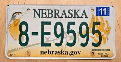 2014 BIRD GRAPHIC NEBRASKA AUTO PASSENGER LICENSE PLATE " 8 E 9595 " NE ...