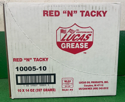 Lucas Oil Products 10005-10 Red 'N' Tacky Grease 14oz. | Pack of 10 ...