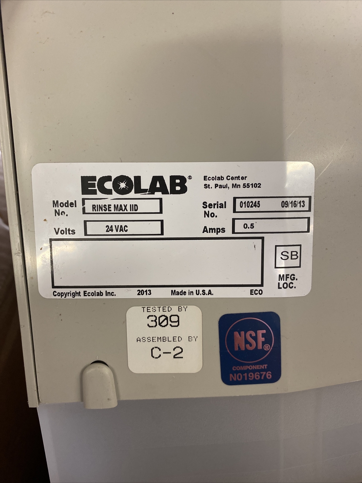 Ecolab RINSE MAX II Vanguard Electronic Solid Rinse Additive Manager | eBay