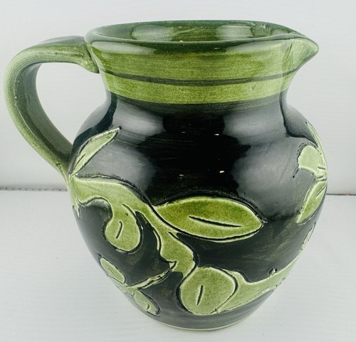 Vintage Mancer Italian Pottery Green Tone Majolica Style Handled ...