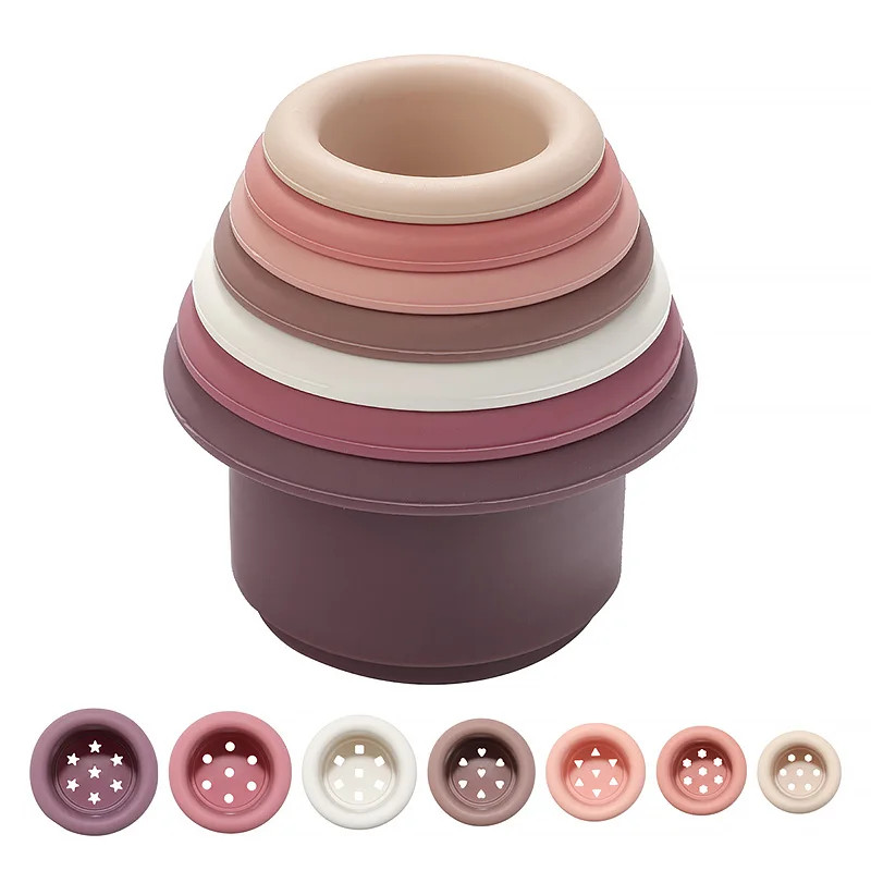 Building Blocks Silicone Stacking Blocks, Round Shape Toy Rubber ...