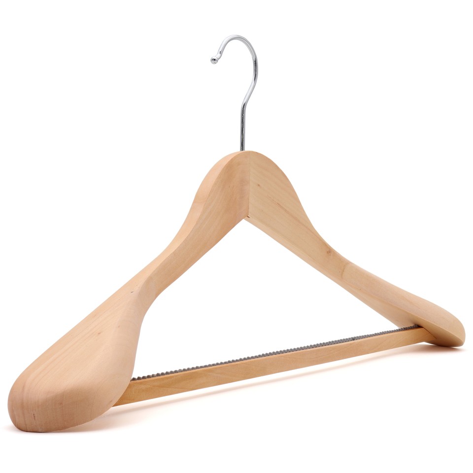 The Hanger Store™ Wooden suit coat hangers, broad ends and non slip ...