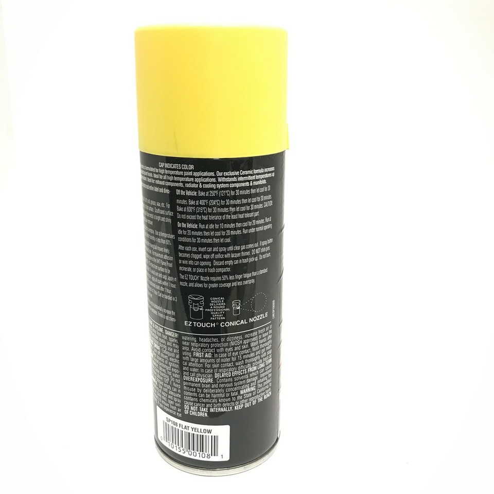 VHT SP108 High Temperature Flame Proof 11oz. Flat Header Yellow Spray ...
