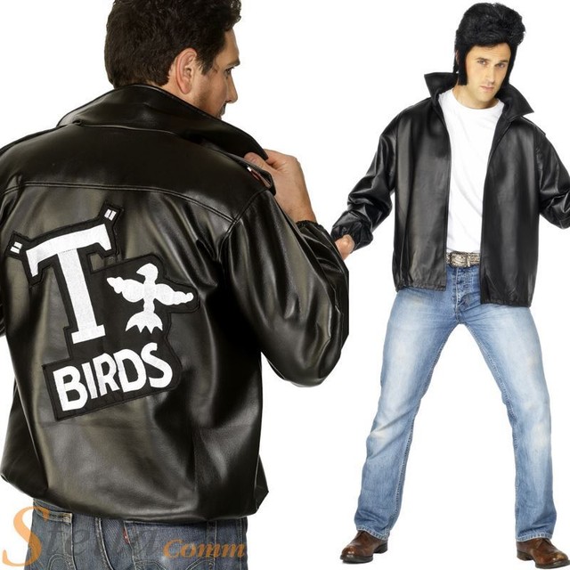 T-birds Jacket Grease 1950s Film Adult Mens Smiffys Fancy Dress Costume ...