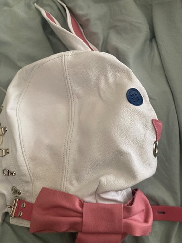 white/pink leather bunny fetish bondage hood size L made from The ...