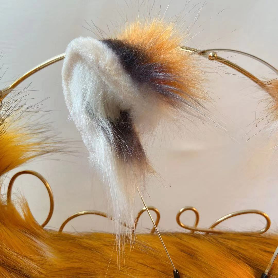 Red Panda Ear KC Simulation Animal Tail Wolf Cat Fox Ear HairBand ...