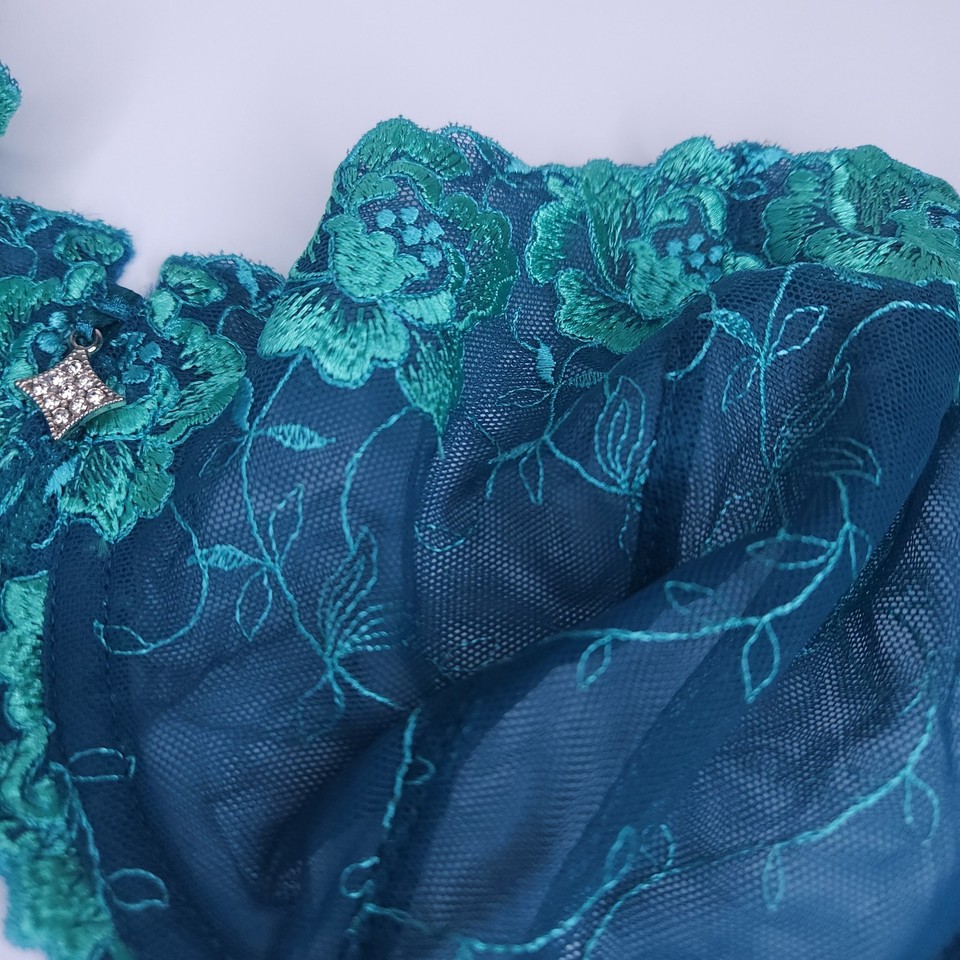 38D Green sheer lace bra unlined balconette bra luxury bras European ...