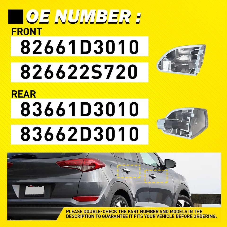 2x Exterior Door Handle Front Rear Right Chrome For 2016 17-21 Hyundai ...