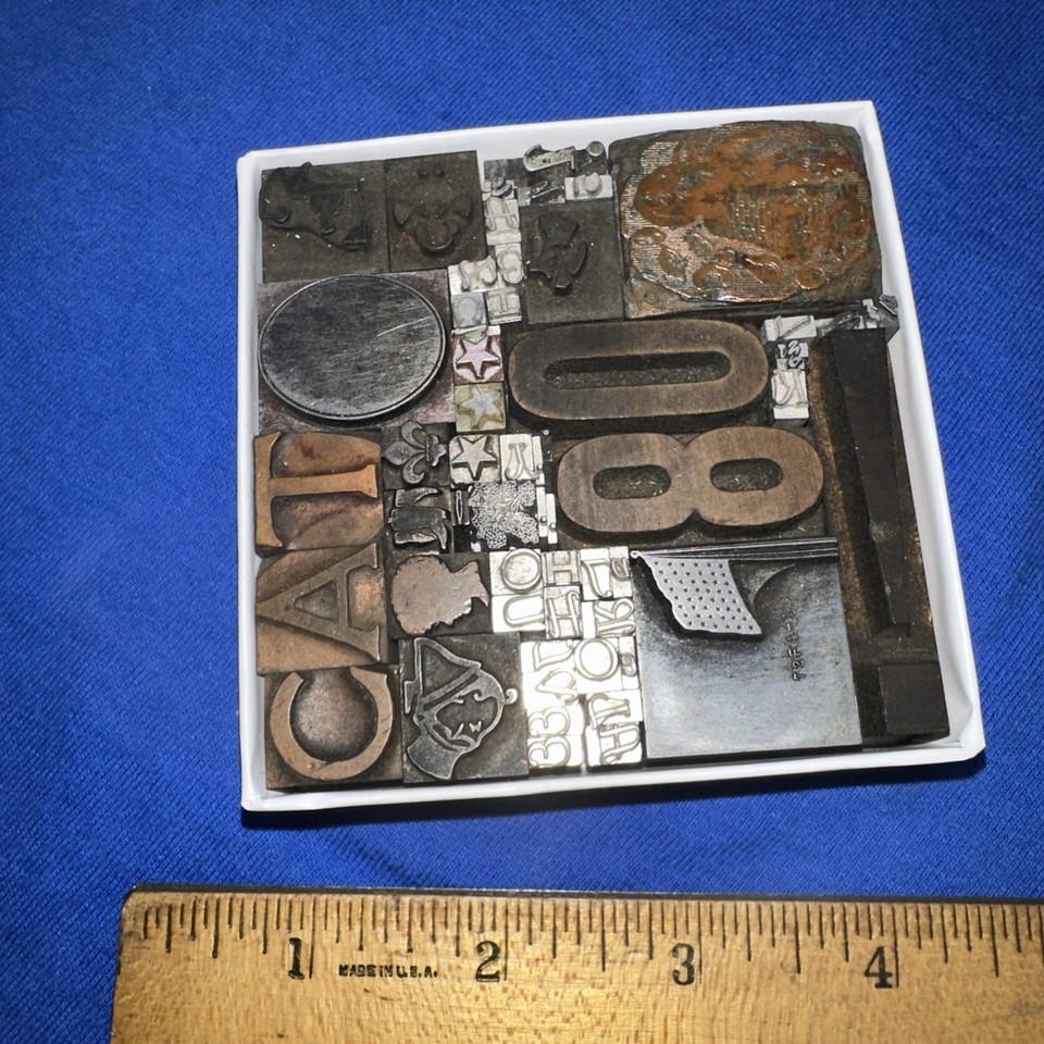 Printing Blocks “ Dingbats Variety “ Nice Collection Letterpress Lead ...
