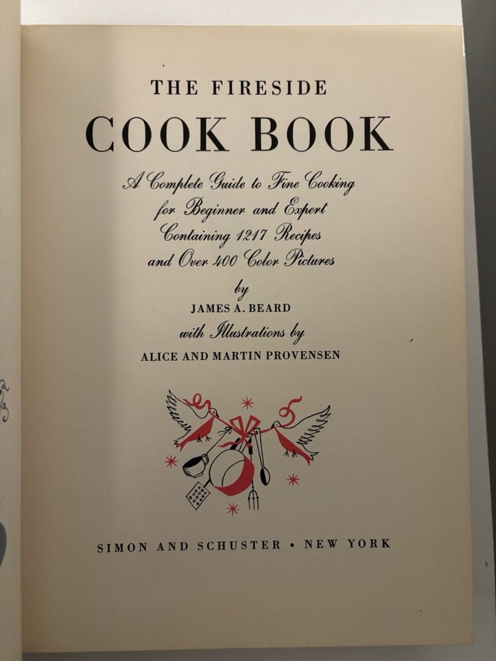 Fireside Cook Book 1949 James Beard. | eBay