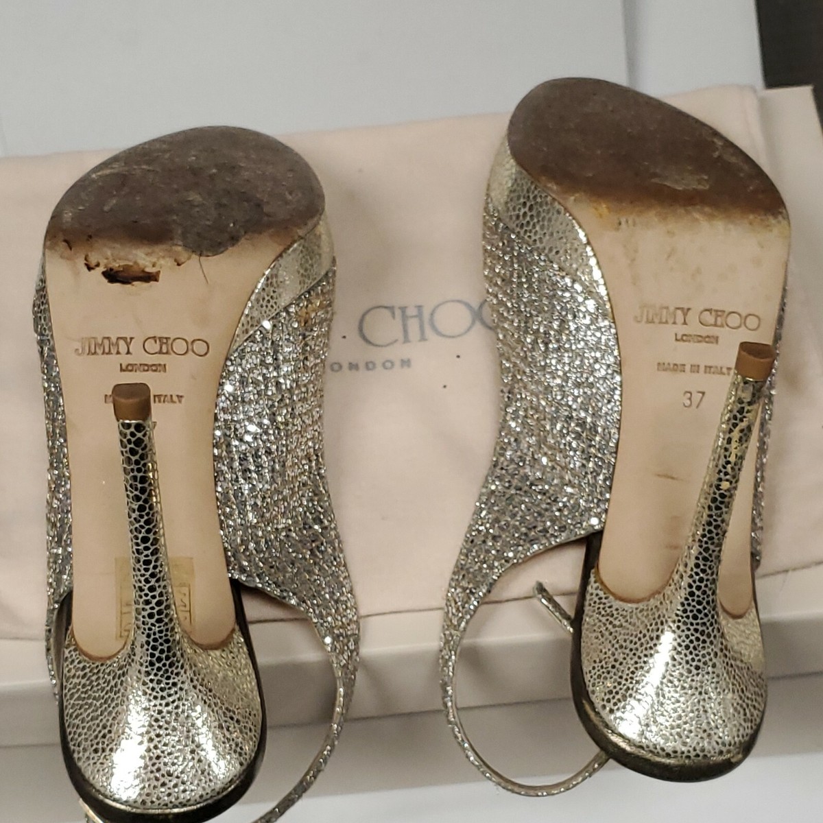 Jimmy Choo Evelyn shoes 37 champagne glitter fabric used | eBay Jimmy Choo Evelyn shoes 37 champagne glitter fabric used | eBay