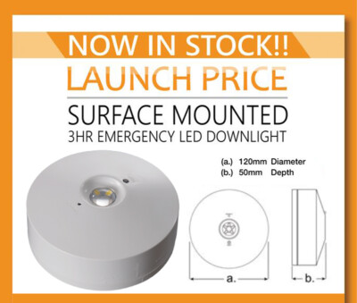 Emco LED Emergency Surface Ceiling Mounted Downlight Round 3W 100lm ...