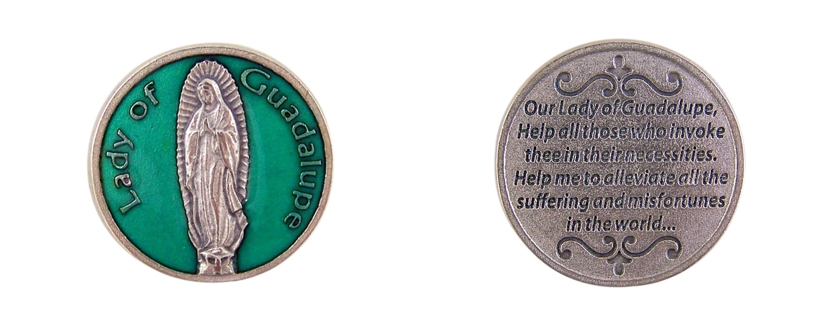Green Enamel Lady of Guadalupe Virgin Mary Pocket Token, 1 1/4 Inch | eBay