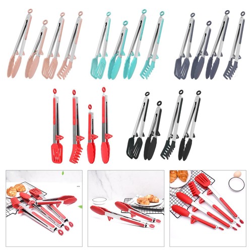 430 Stainless Steel Kitchen Tongs Vertical Stand Non Slip Wear ...