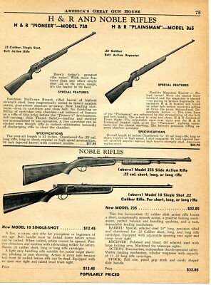 1956 Print Ad of H&R Model 750 Pioneer Plainsman 865 & Noble Model 235 ...