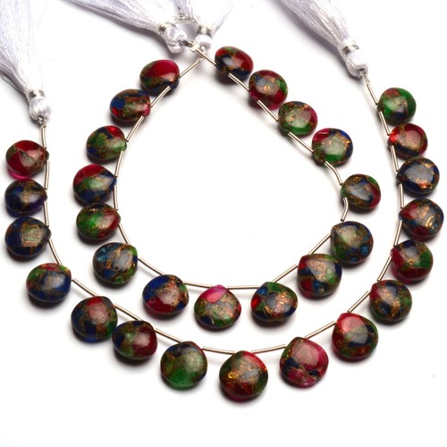 Emerald, Ruby, Sapphire with Copper Inlay Compressed Beads 12mm Heart ...