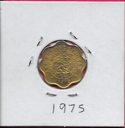 PHILIPPINES 5 SENTIMOS 1975 UNC THE NEW SOCIETY SERIES,MELCHORA AQUINO ...