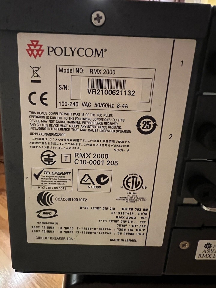 Polycom RMX 2000 Advanced TCA C10-001 ,RTM IP ,MPMx-S | eBay
