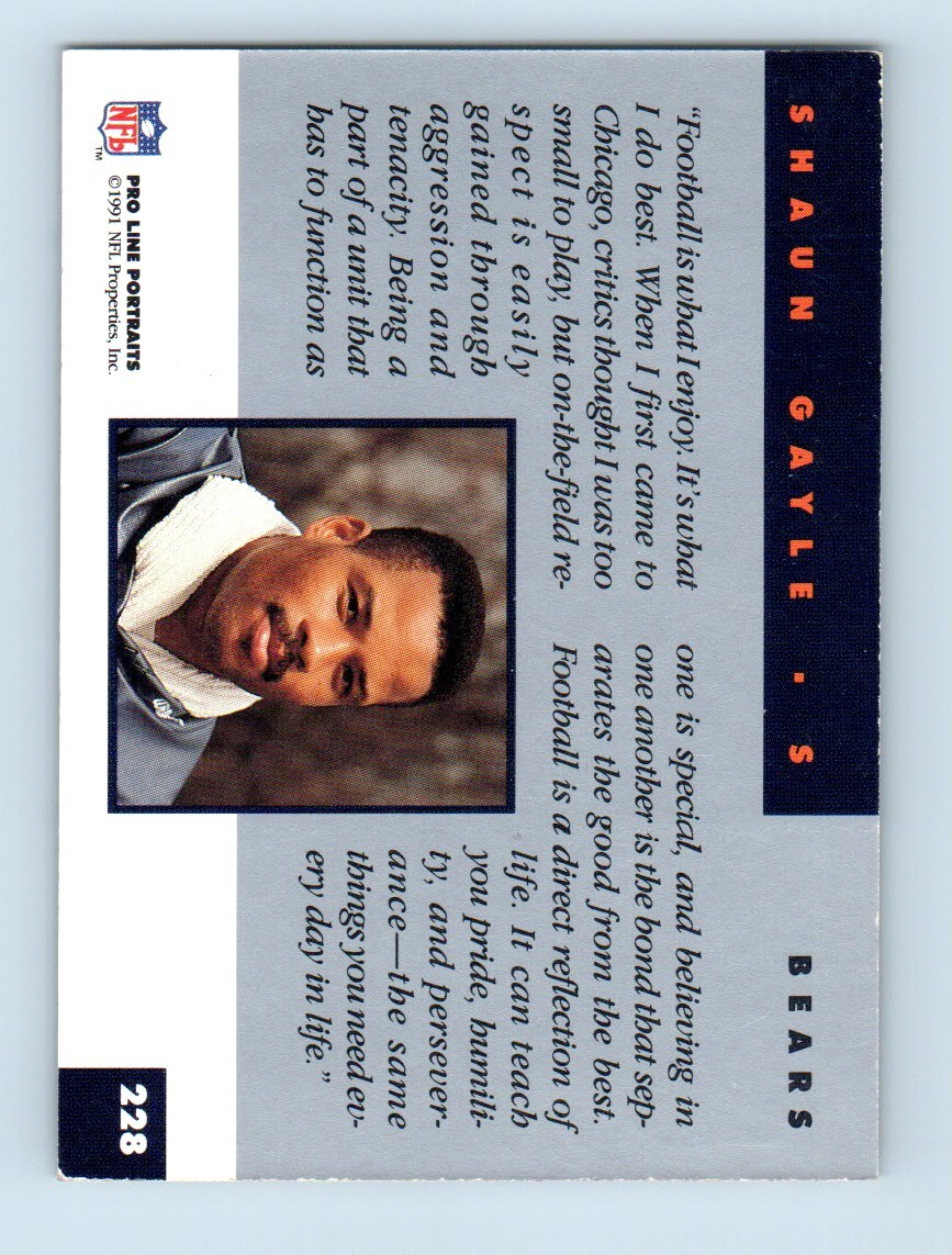 1991 Pro Line Portraits Shaun Gayle Chicago Bears #228 | eBay