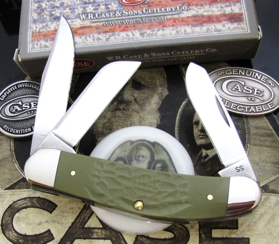 Case XX Sowbelly Knife 2015 Olive Green Synthetic Bose Design Good Snap ...