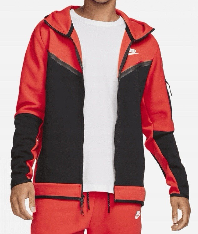 RARE Nike Tech Fleece Jacket NWT 2 XL DV0537 696 Red Black Hoodie Full ...