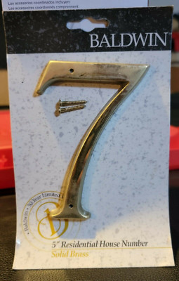 Vintage Baldwin #7 Solid Brass Residential House Brass Numbers 5" Hand ...