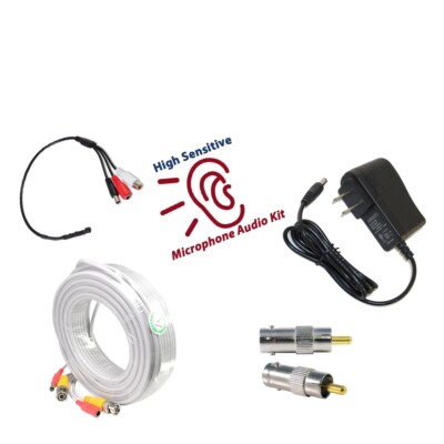 CCTV High Sensitive Microphone Kit with 50ft Wire for Audio ...