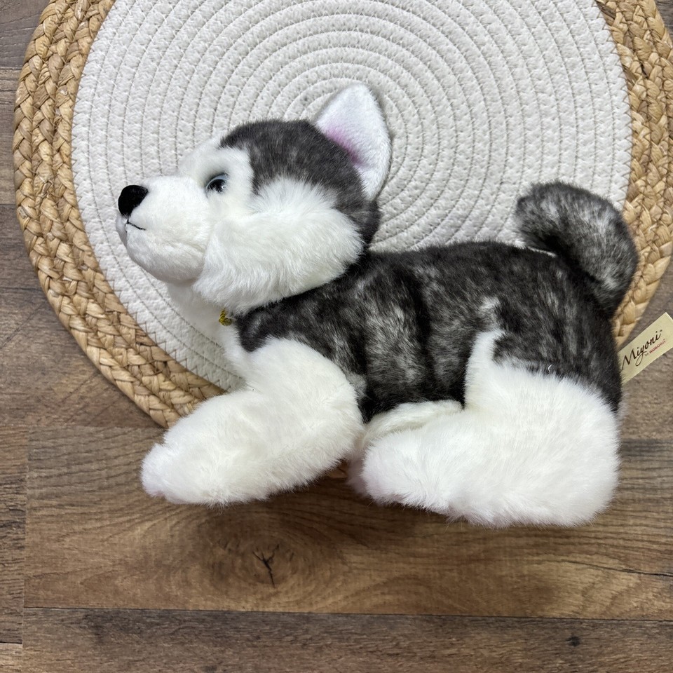 Aurora Husky Dog Plush Laying Down Stuffed Animal 9” Miyoni | eBay