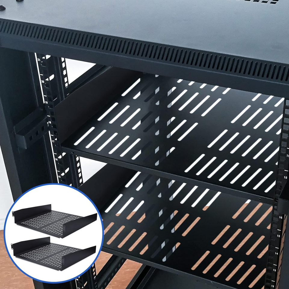 2 Pack Rack Shelf Vented Rack Mount Shelf Universal Heavy Duty Server ...