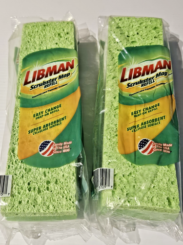 2 Libman Scrubster Mop Refills New in Package Sponge Mop Refills Green ...