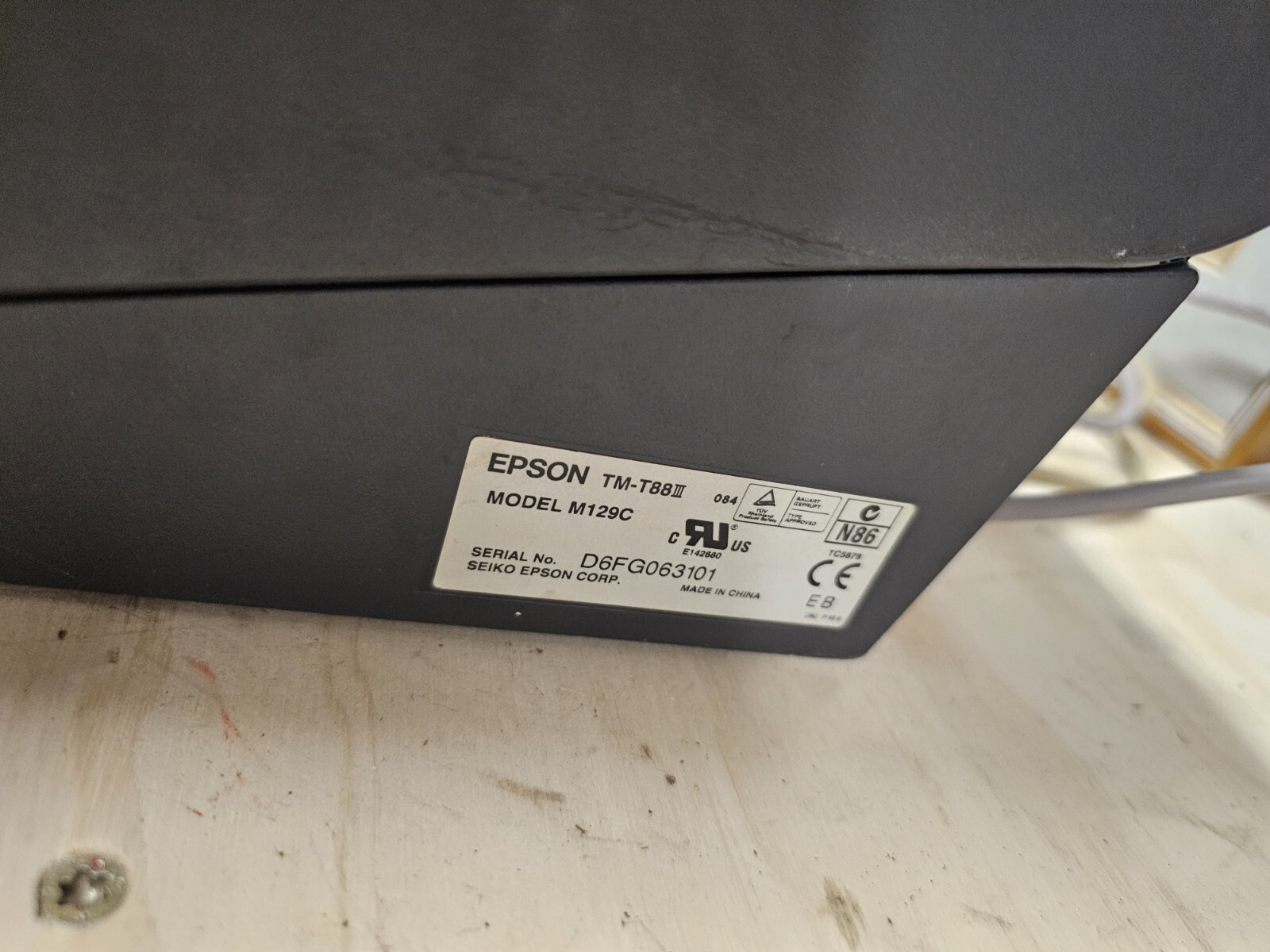 Epson M129c Tm-t88iiip Receipt Label Printer Tested No Cables for sale ...