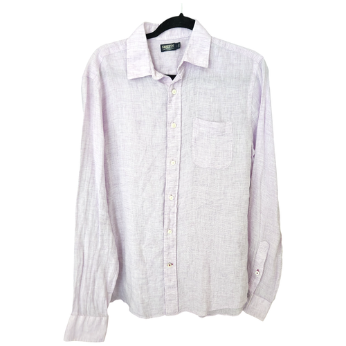 Faherty Reversible 100% Linen Shirt Mens Small Purple Lavendar Button ...