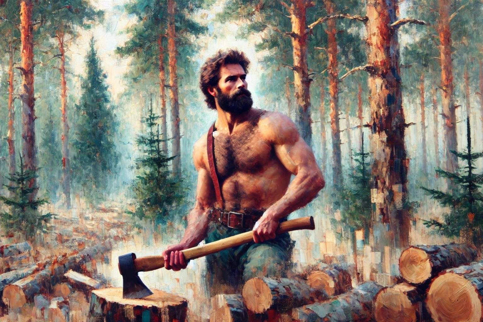 Original gay LGBTQ giclee art painting "Lumberjack" signed by the artist, Large | eBay