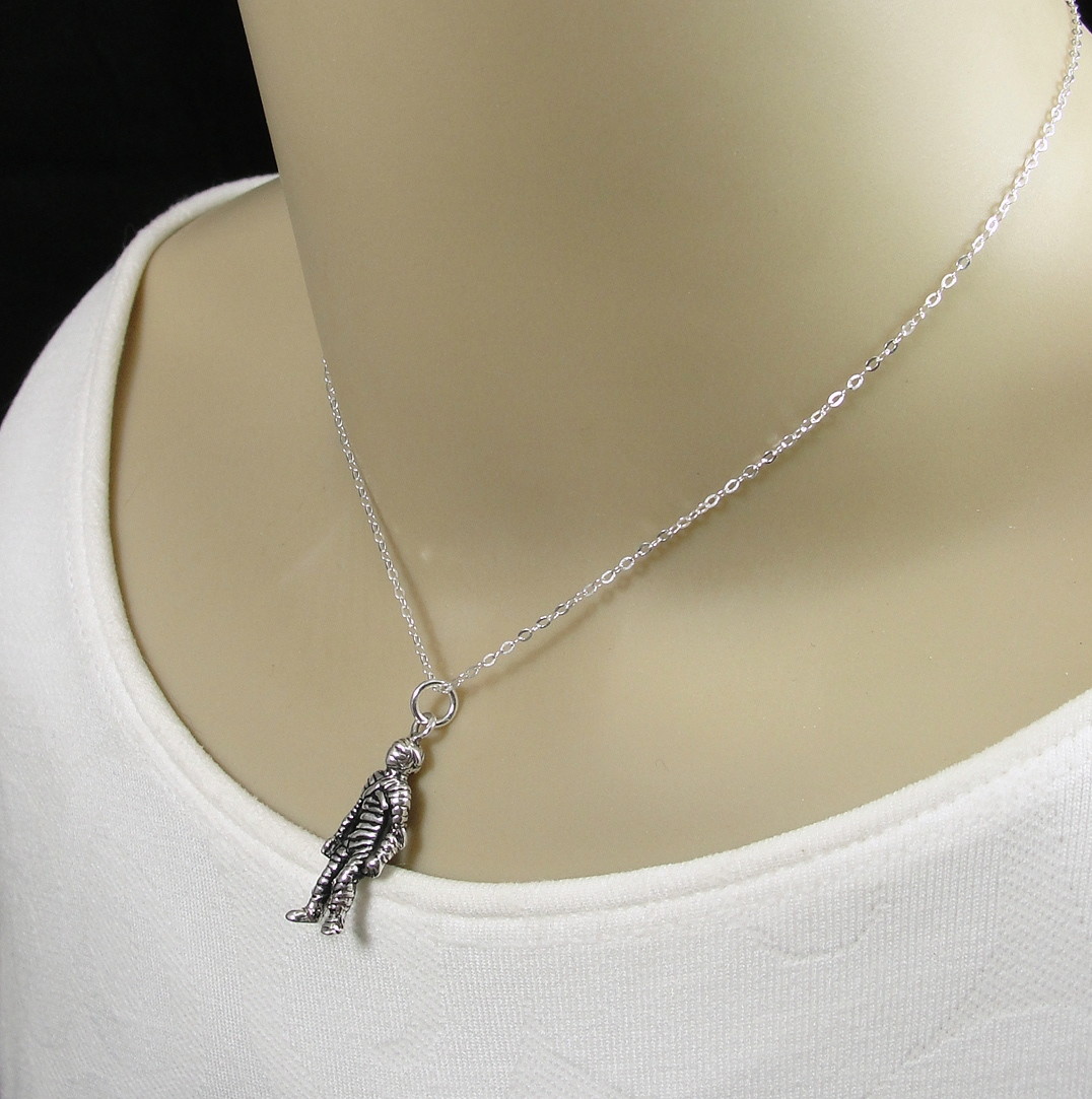 925 Sterling Silver Mummy Necklace - Mummy Charm Pendant - Halloween ...