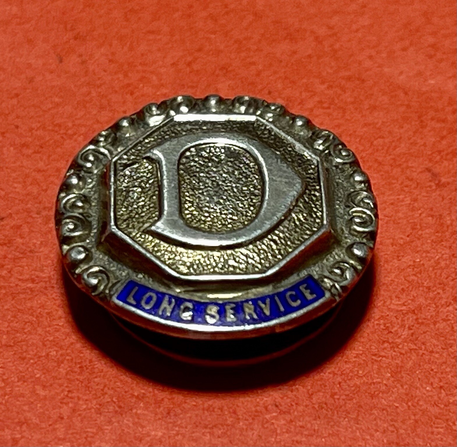 Vintage Dunlop Long Service Silver & Enamel Lapel Badge Recipients Name ...