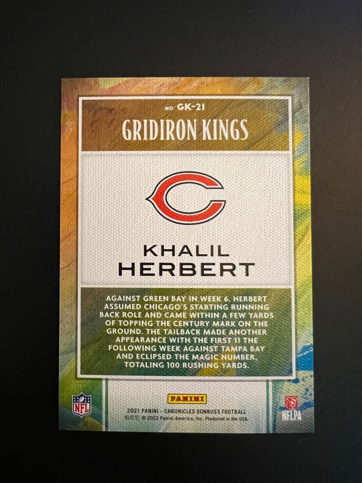 2021 Panini Chronicles Khalil Herbert RC Gridiron Kings #GK-21 Bears ...