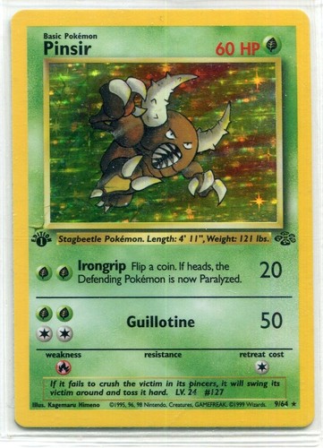 Pokemon Card Error/Misprint Pinsir Scratch 1st Edition Jungle Set 9/64 ...