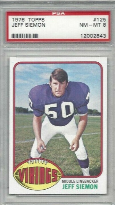 1976 Topps football card #125 Jeff Siemon, Minnesota Vikings graded PSA ...
