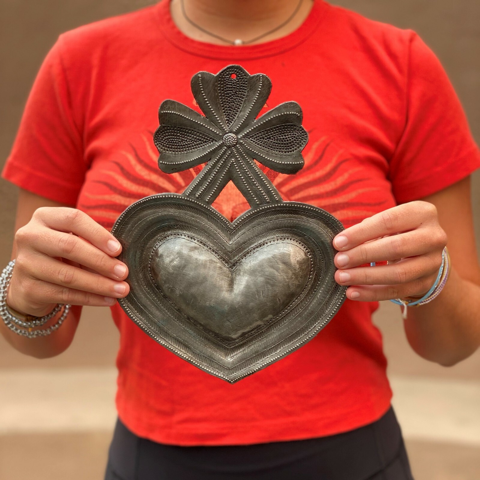 Haitian Metal Heart, Sacred Heart, Metal Wall Decor, Religious Folk Art ...