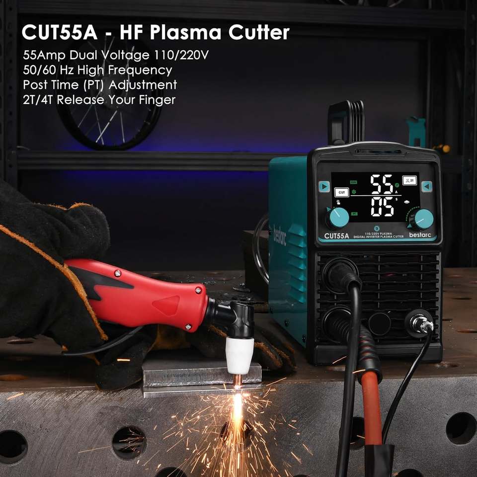 55Amps Plasma Cutter, CUT55A LED Large Screen Display, 110/220V Dual ...