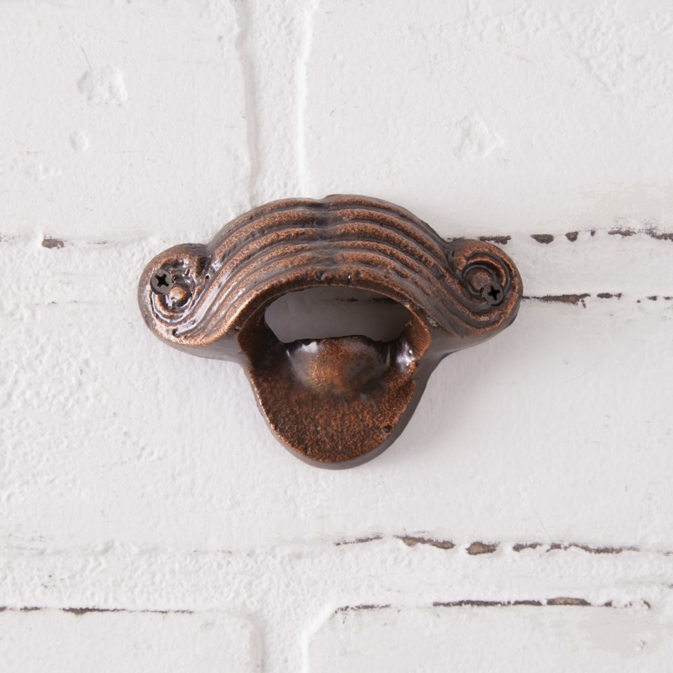 Vintage Mustache Wall Mounted Bottle Opener Cast Iron Rustic Bar Pub ...